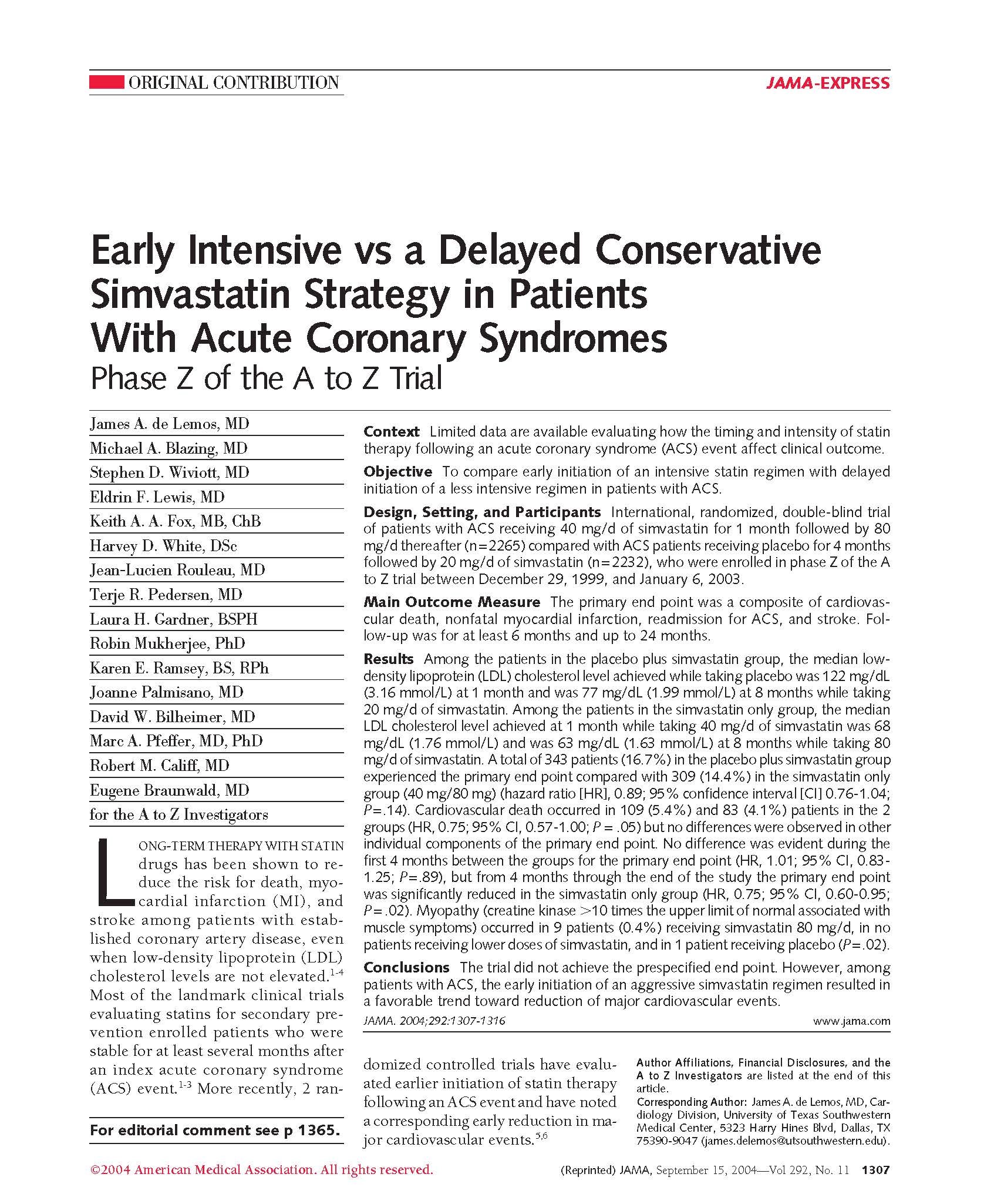 A2Z-TIMI 21 Z – TIMI STUDY GROUP